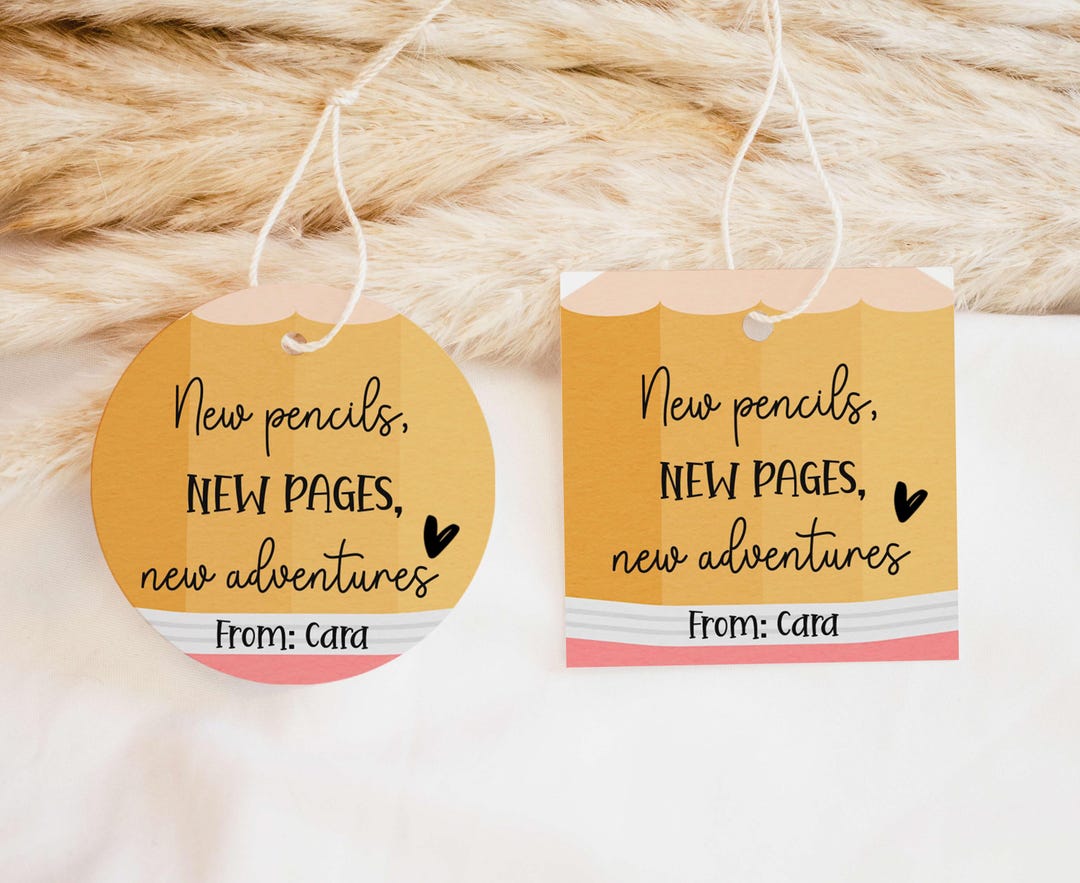 Editable First Day of School Favor Tag, New School Year Pencil Gift Tag ...