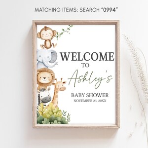 Editable Oh Baby Safari Baby Shower Welcome Sign, Minimalist Jungle ...