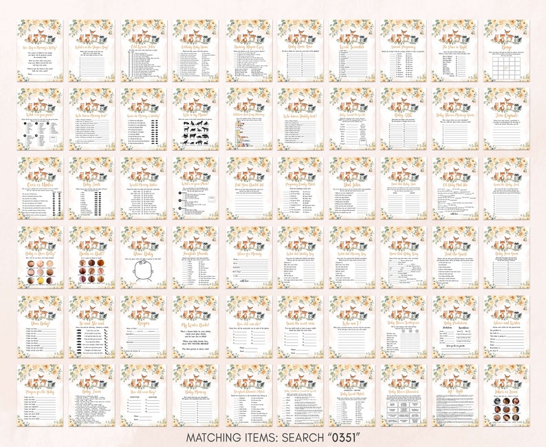 Editable Fall Woodland Baby Shower Games Bundle, Fall Floral Baby ...