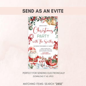 Editable Christmas Party Invitation, Santa Claus Invite, Gift Exchange Party Invite, Christmas ...