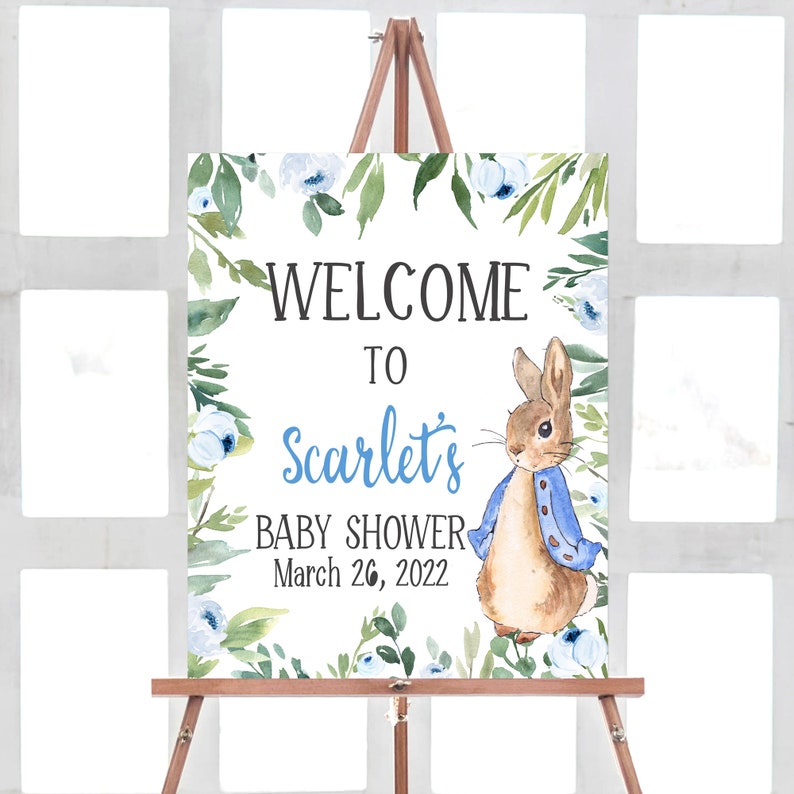 Peter Rabbit Baby Shower Welcome Sign Blue Peter Rabbit Baby - Etsy