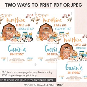 Editable Farm Animal Birthday Invitation, Pumpkin Bales of Hay Invite ...