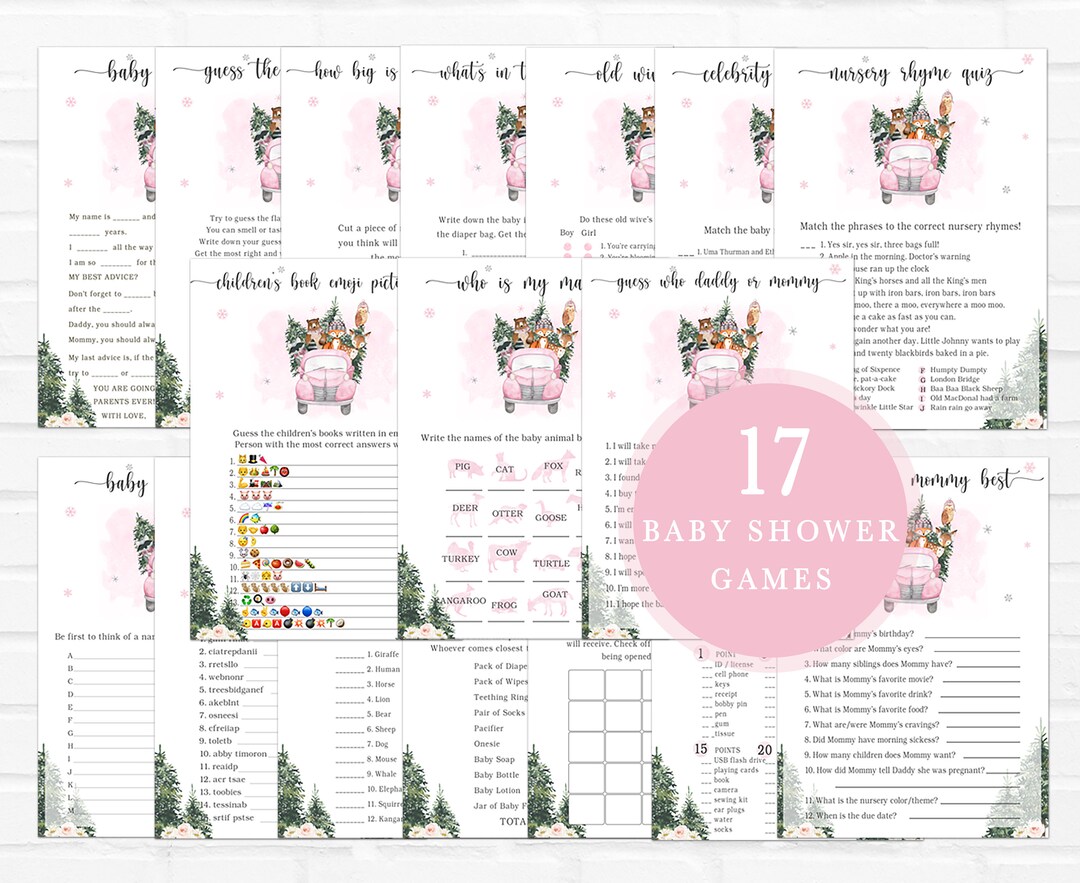 Winter Woodland Baby Shower Games Bundle Forest Animals Baby Shower ...