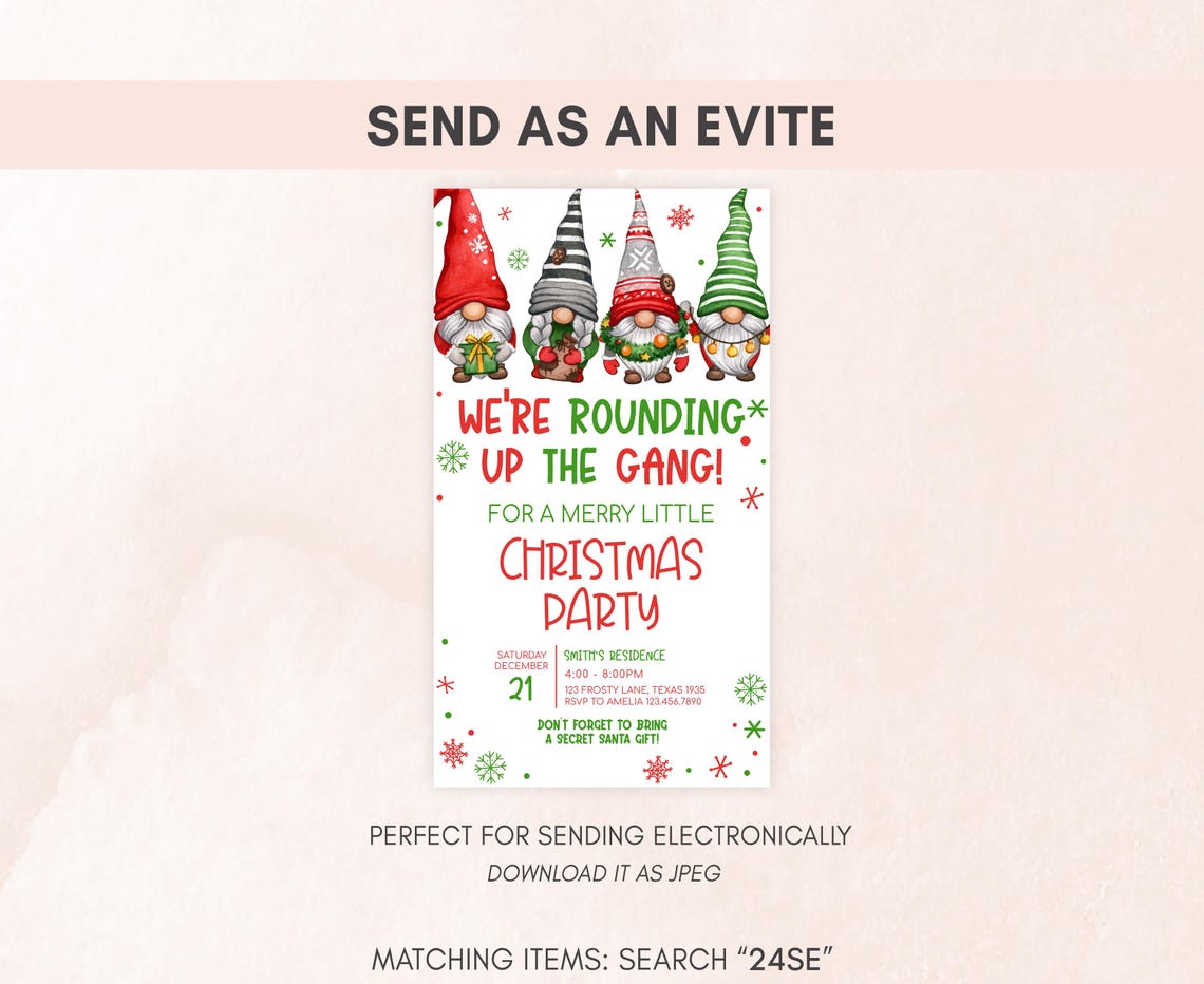 Editable We're Rounding up the Gang Party Invitation, A Merry Little ...