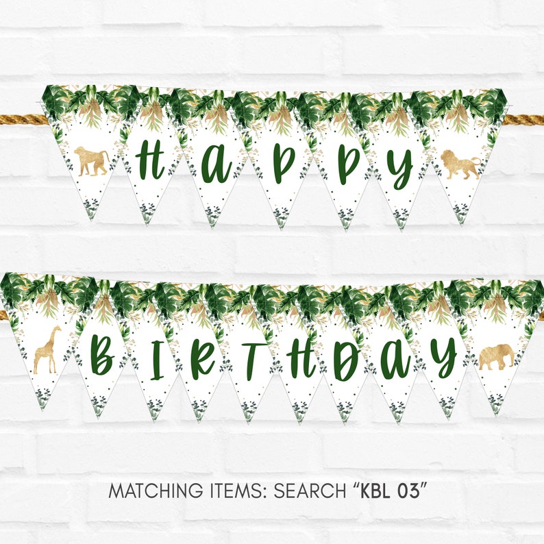 Safari Birthday Banner, Safari Animals Birthday Bunting Banner, Wild ...