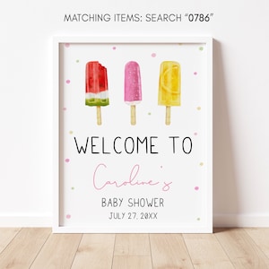 Editable Popsicle Baby Shower Welcome Sign, She's Ready to Pop Baby ...