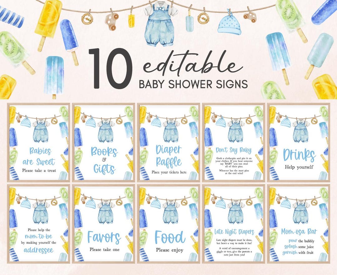 Editable She's Ready to Pop Baby Shower Table Sign, Summer Popsicle ...