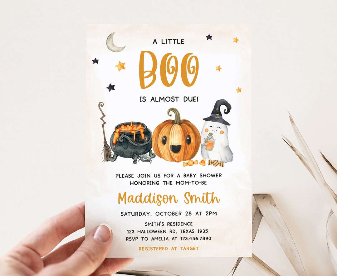 Editable A Little Boo Baby Shower Invitation, Ghost Halloween Baby ...