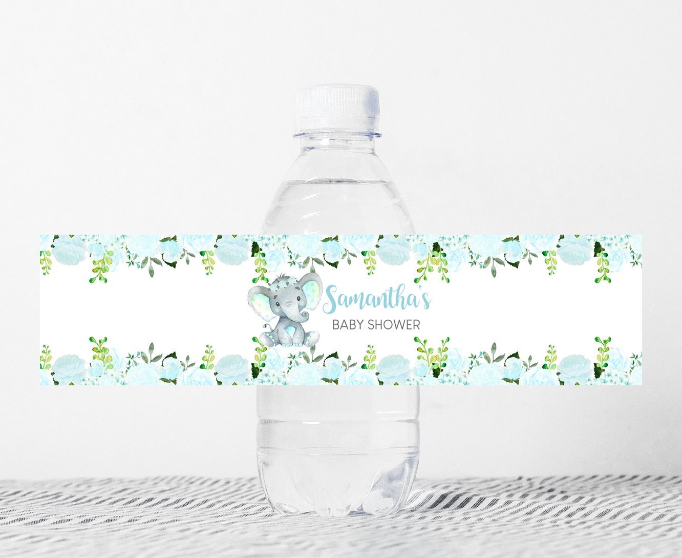 Stickers, Labels & Tags Editable Boy Elephant Baby Shower Bottle Label ...