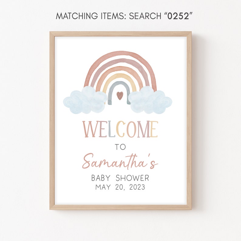 Editable Rainbow Baby Shower Welcome Sign, Boho Baby Shower Welcome ...
