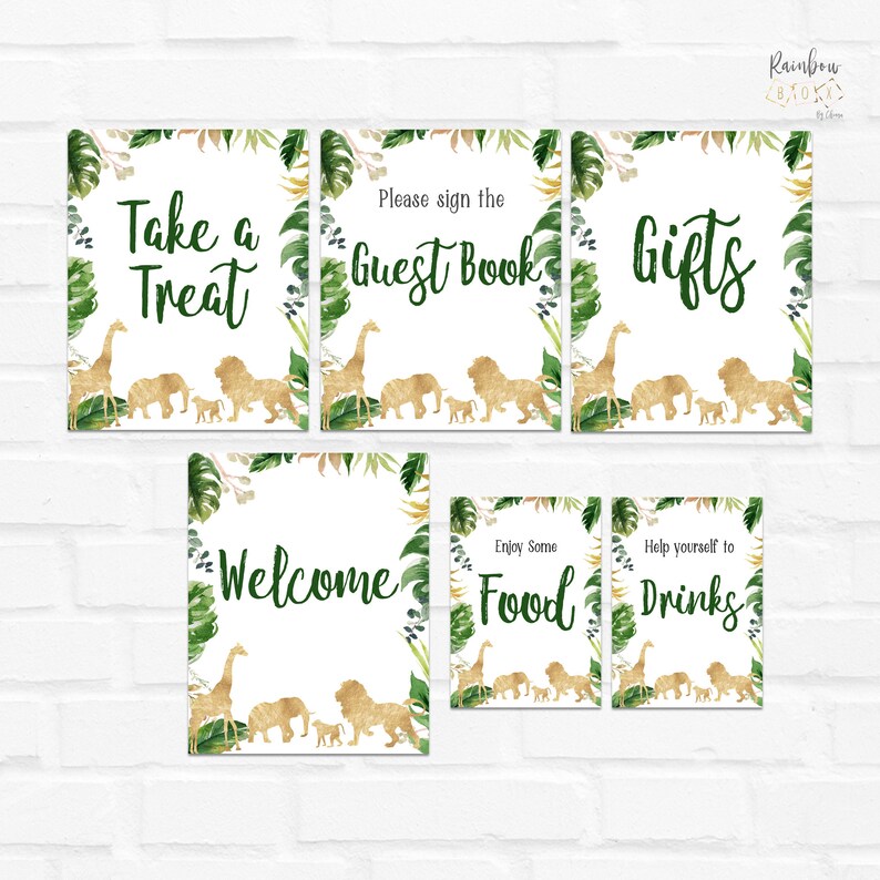 Safari Baby Shower Signs Jungle Themed Baby Shower Table | Etsy