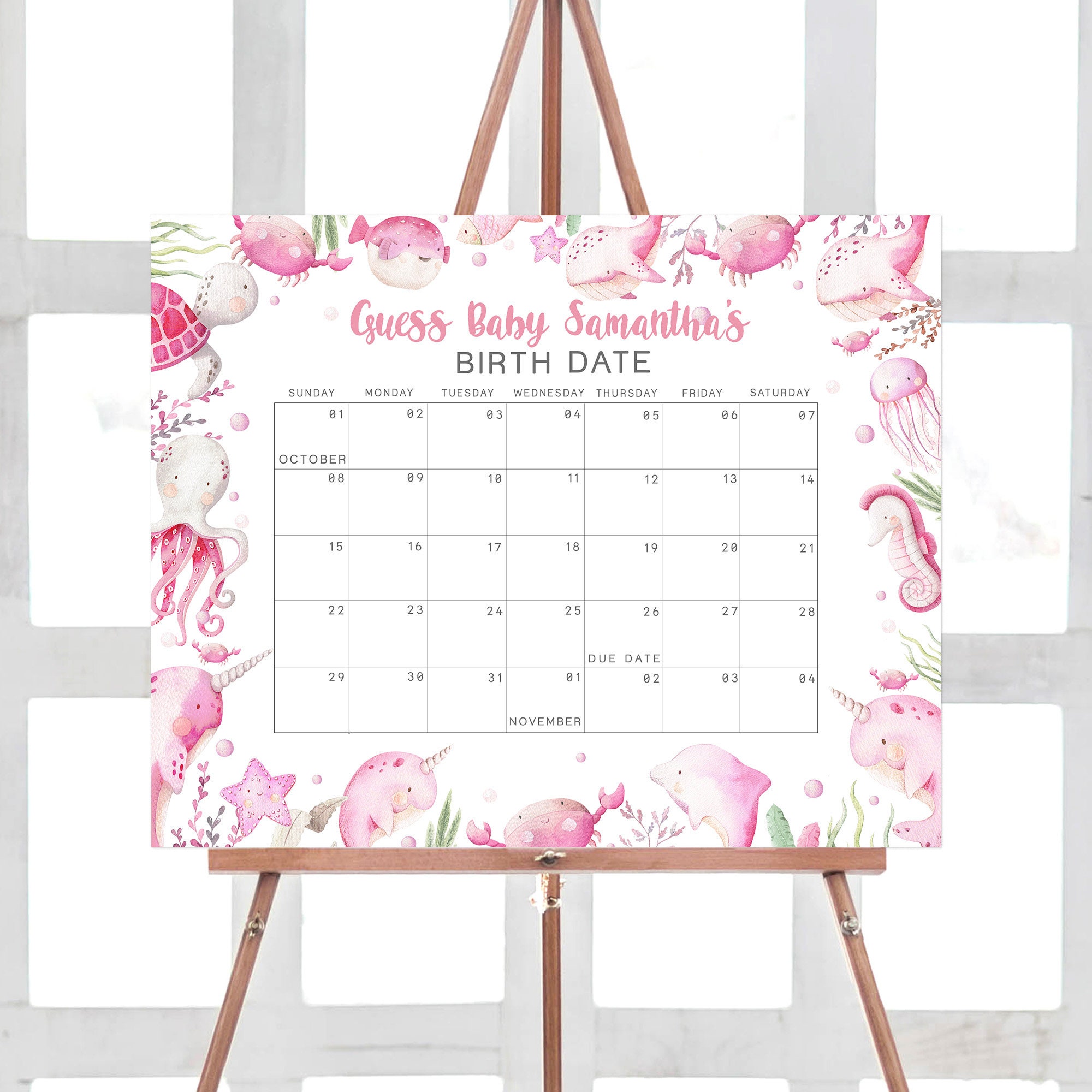 Editable Under the Sea Baby Shower Calendar Ocean Baby Shower - Etsy