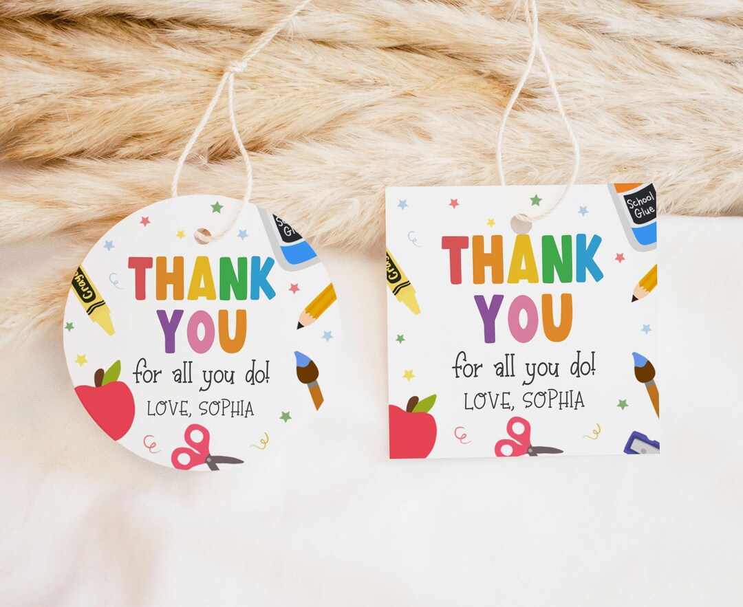 Editable Teacher Appreciation Tags, Appreciation Thank You Tags ...