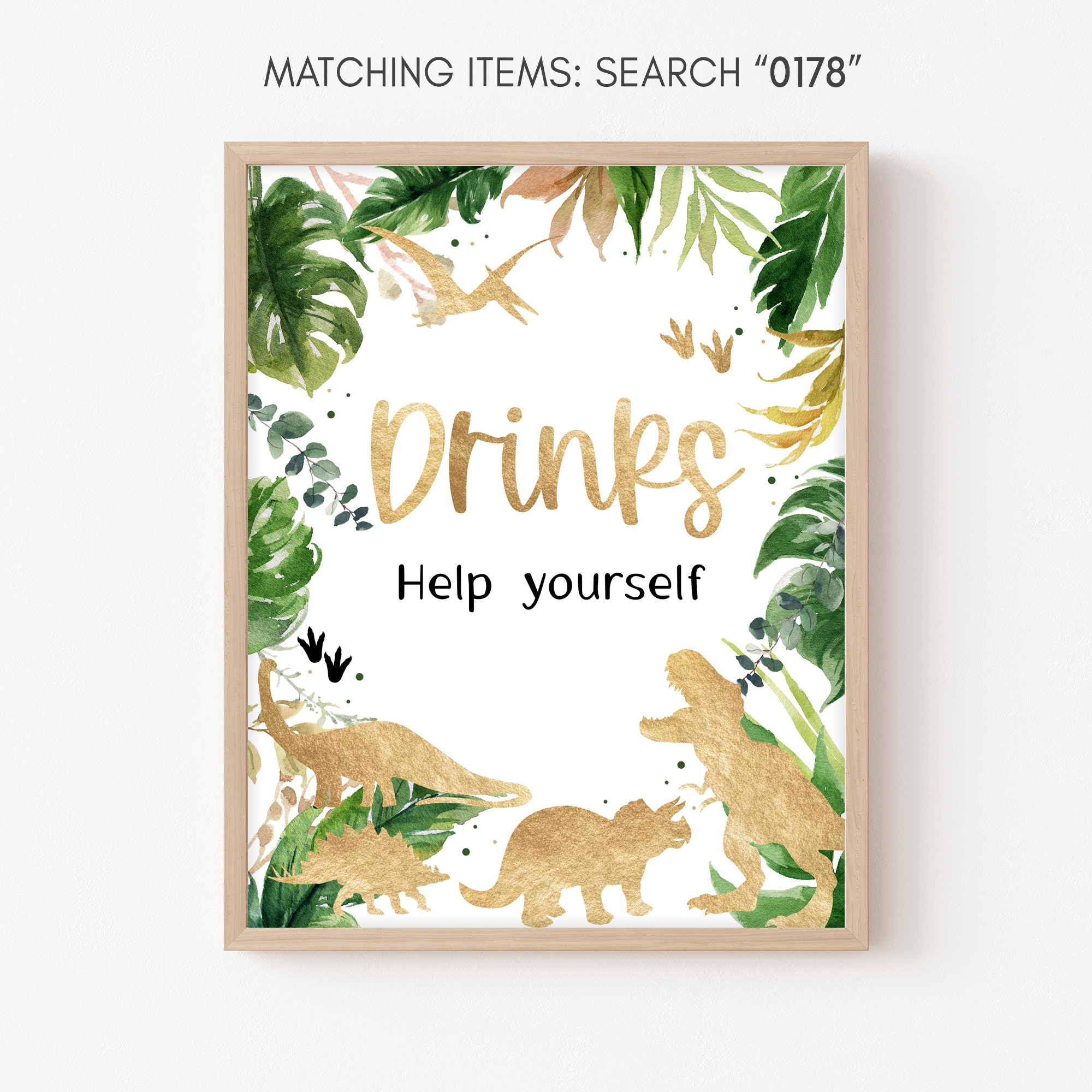 Dinosaur Baby Shower Drinks Sign Gold Dino Baby Shower Drinks - Etsy