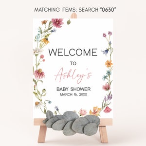 Editable Wildflower Baby Shower Welcome Sign, Floral Boho Baby Shower ...