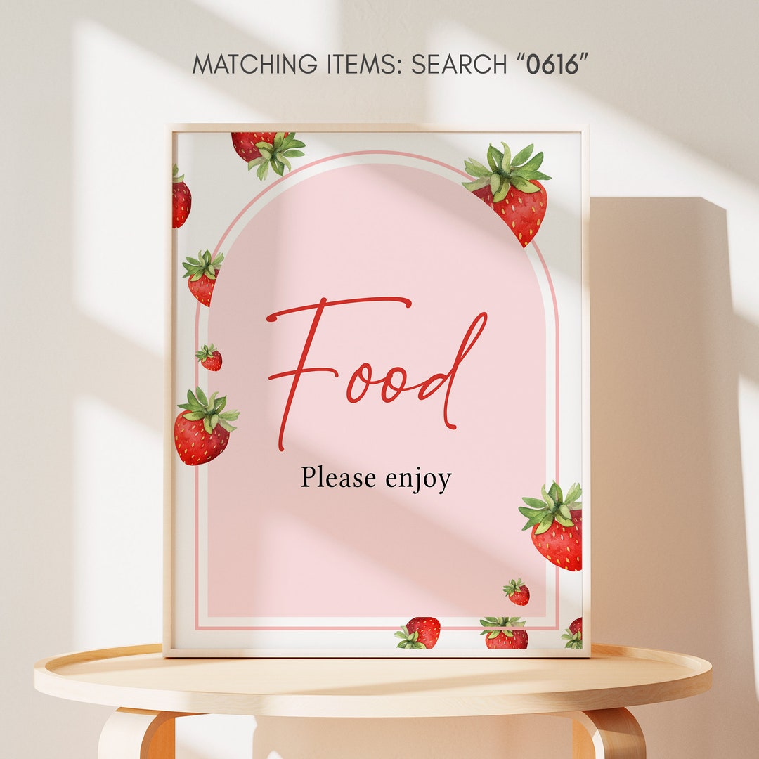 Strawberry Baby Shower Food Sign, Berry Sweet Baby Shower Food Table ...
