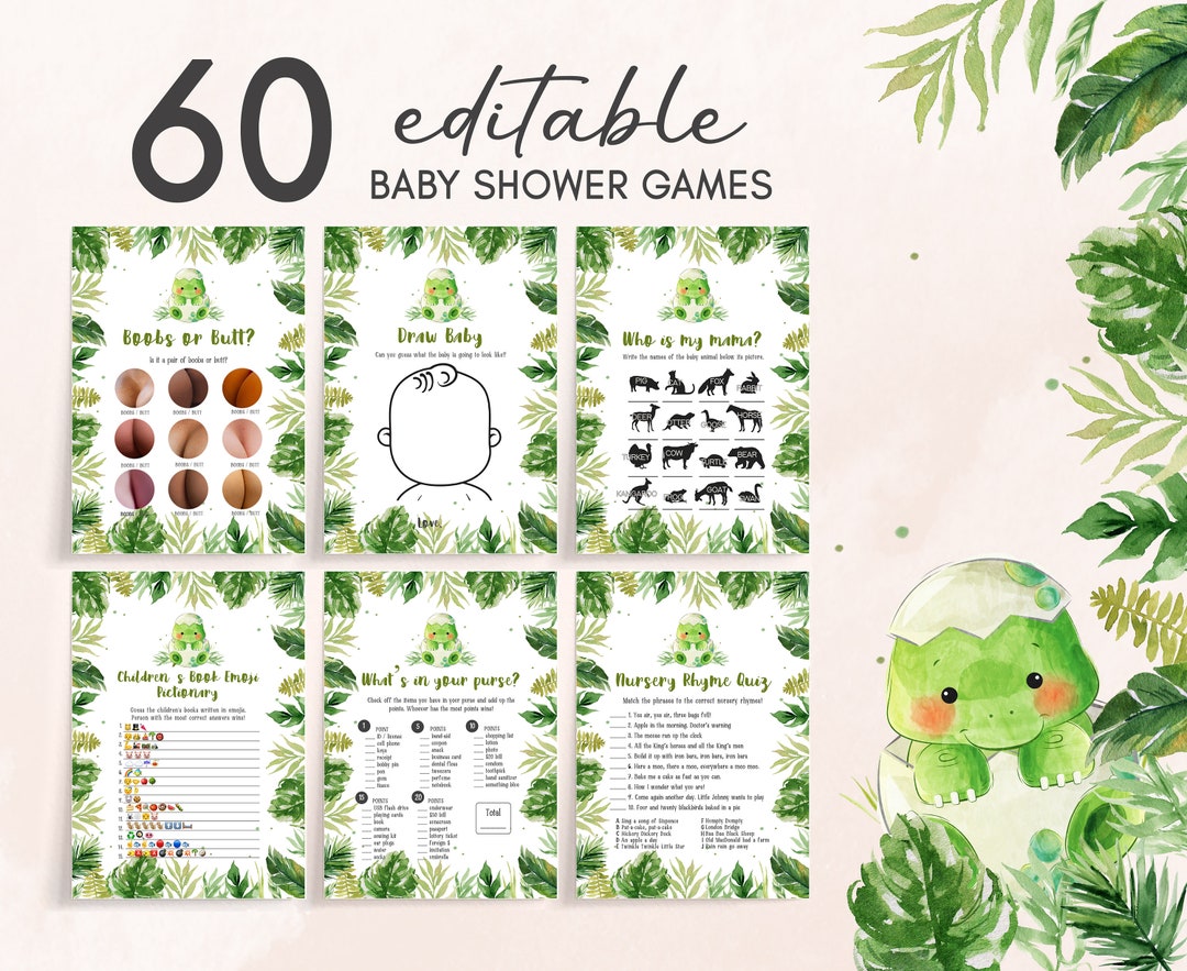Dinosaur Baby Shower Games Bundle, Dino Baby Shower Game Pack, Boy Baby ...