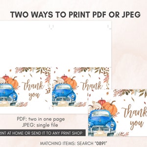 Editable Blue Fall Pumpkin Truck Baby Shower Invitation Bundle, Boy ...