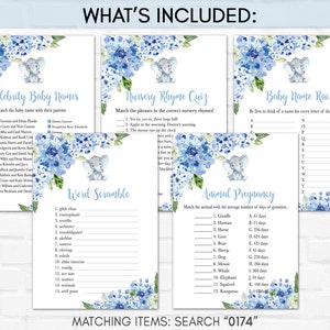 Elephant Baby Shower Game Bundle, Blue Elephant Boy Baby Shower Games ...