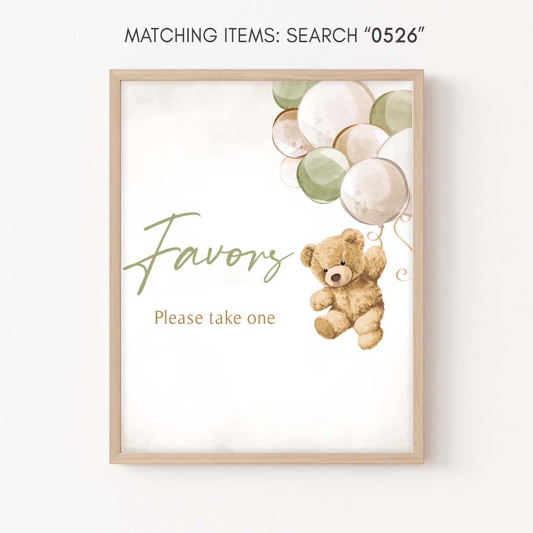 Gender Neutral Bear Baby Shower Favors Sign, We Can Bearly Wait Baby ...