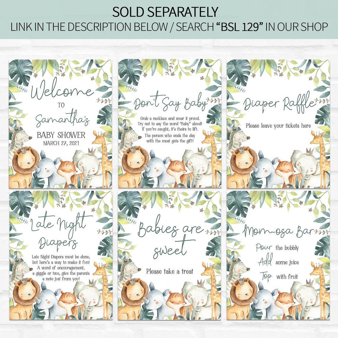 Virtual Baby Shower Games Safari Virtual Baby Shower Games - Etsy