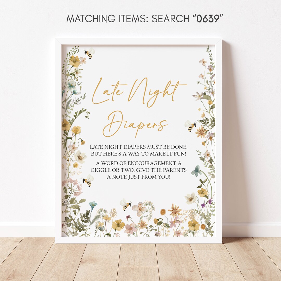 Late Night Diapers Sign Bee Baby Shower, Mommy to Bee Gender Neutral ...