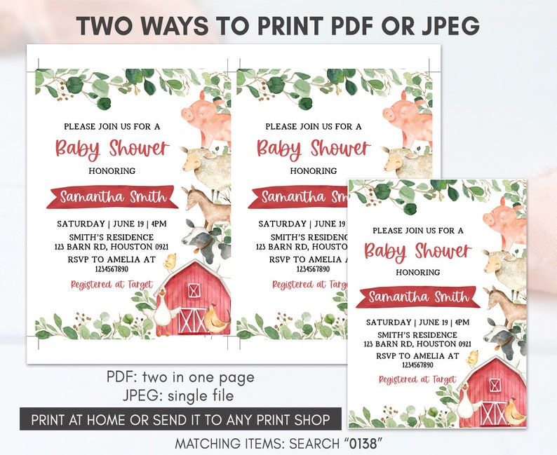 Editable Farm Animal Baby Shower Invitation Boy Farm Baby - Etsy