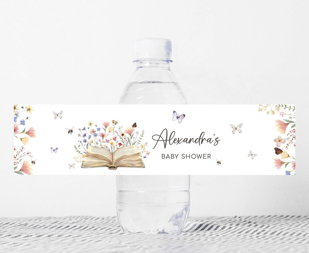 Editable A New Chapter Begins Baby Shower Bottle Label, Storybook Baby ...