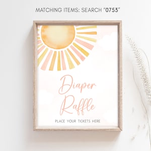 Diaper Raffle Sign Sunshine Baby Shower, A Little Ray of Sunshine Baby ...