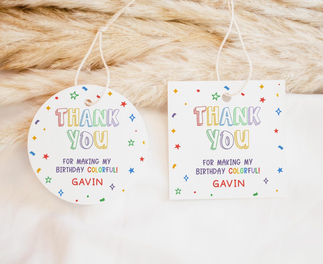 Editable Simple Birthday Round Favor Tag, Fun Birthday Party Gift Tag ...