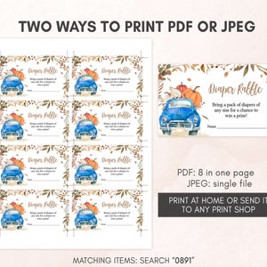 Editable Blue Fall Pumpkin Truck Baby Shower Invitation Bundle, Boy ...