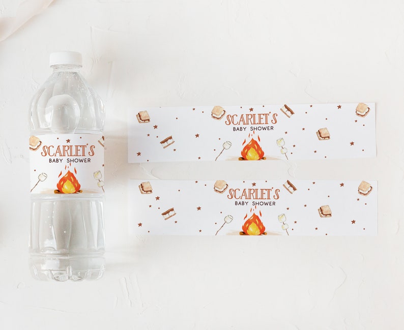 Editable S'more Baby Shower Bottle Label, Fall Bonfire Baby Shower ...