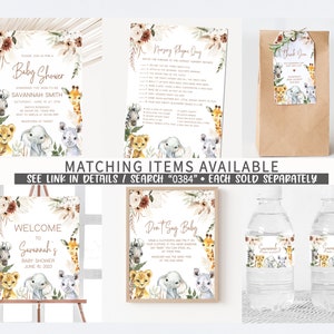 Editable Boho Safari Baby Shower Welcome Sign, Boho Jungle Baby Shower ...