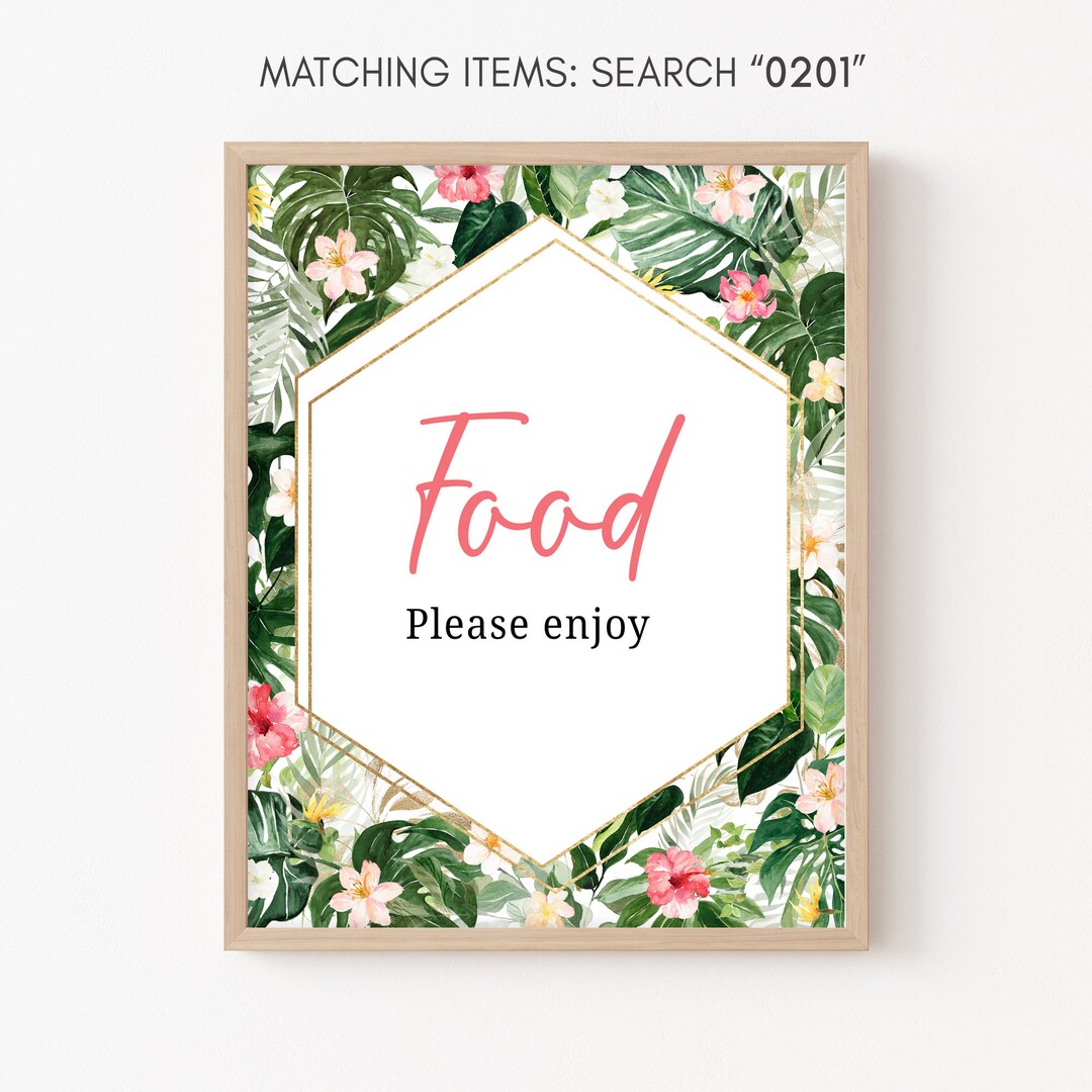 Tropical Baby Shower Foods Sign Floral Tropical Baby Shower Foods Table ...