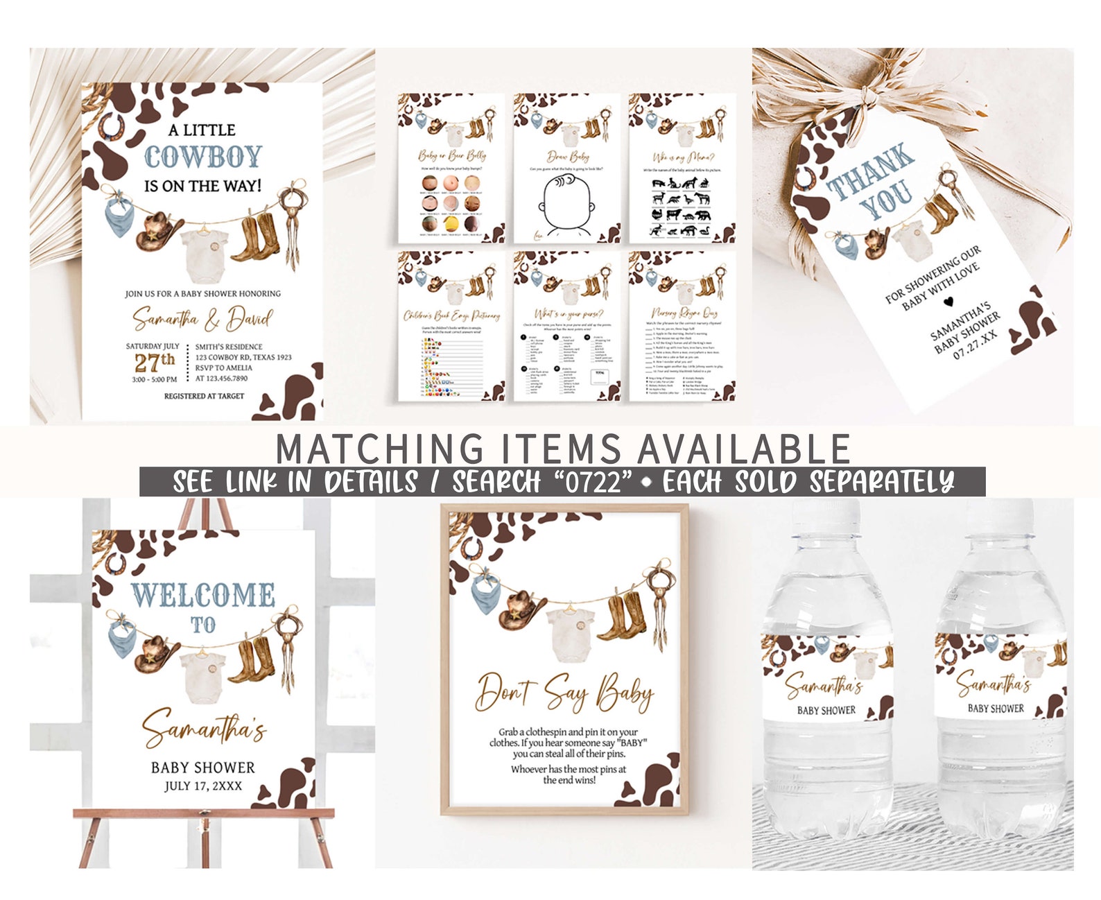 Editable Cowboy Baby Shower Due Date Calendar, Wild West Rodeo Baby ...