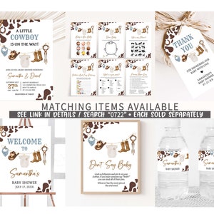 Editable Cowboy Baby Shower Due Date Calendar, Wild West Rodeo Baby ...