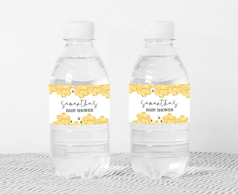 Editable Honey Bee Baby Shower Water Bottle Labels Bumble Bee - Etsy