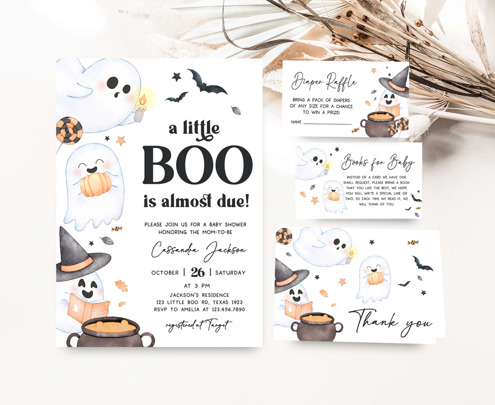 Editable A Little Boo Baby Shower Invitation Bundle, Gender Neutral ...
