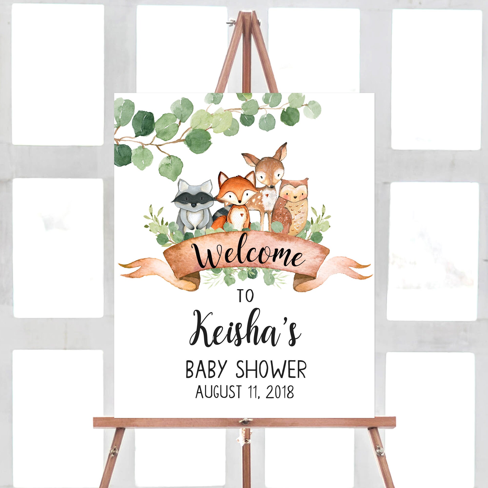 Welcome Sign Woodland Baby Shower, Woodland Baby Shower Welcome Sign ...