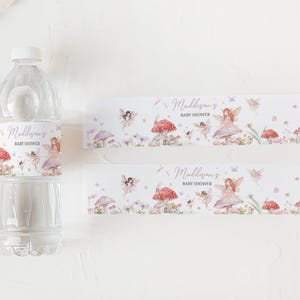 Editable A Little Fairy Baby Shower Bottle Label, Enchanted Forest ...