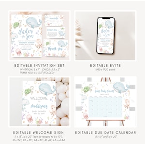 Editable Under the Sea Baby Shower Bundle, Gender Neutral Nautical Baby ...