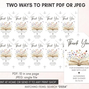 Editable A New Chapter Begins Baby Shower Favor Tag, Storybook Baby Shower Gift Tag, Butterfly ...