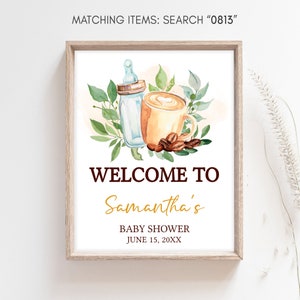 Editable Coffee Baby Shower Welcome Sign, A Baby is Brewing Baby Shower ...