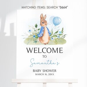 Editable Blue Peter Rabbit Baby Shower Welcome Sign, Bunny Boy Baby ...
