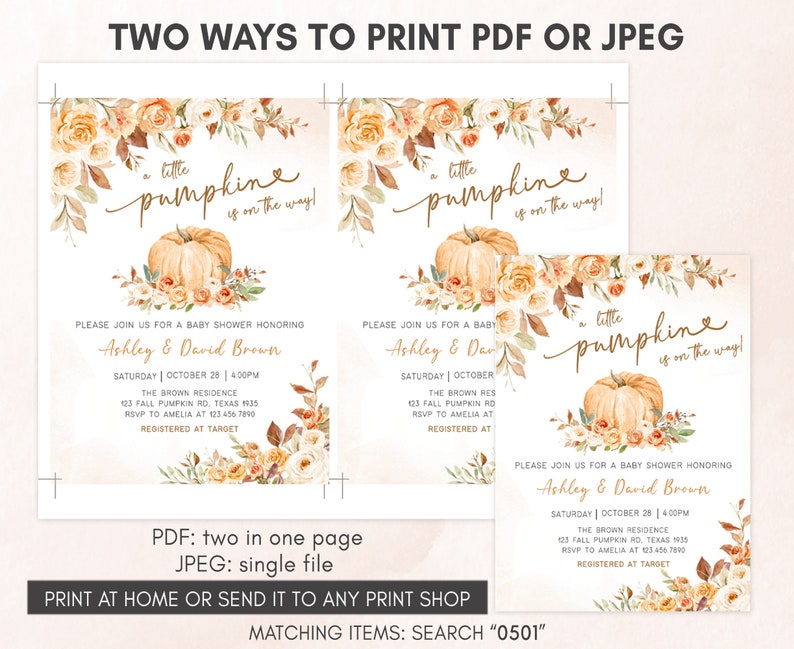 Editable Fall Little Pumpkin Baby Shower Invitation, Fall Floral ...