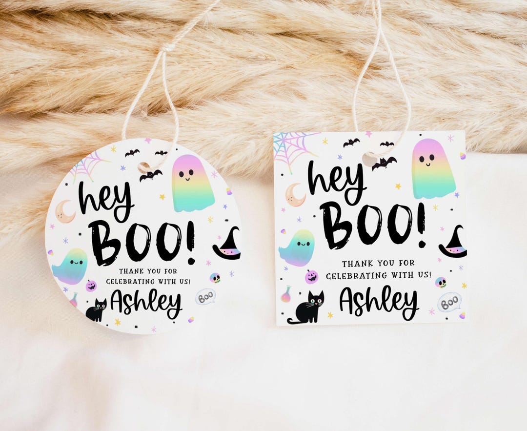 Editable Halloween Birthday Favor Tag, Pastel Halloween Gift Tag ...