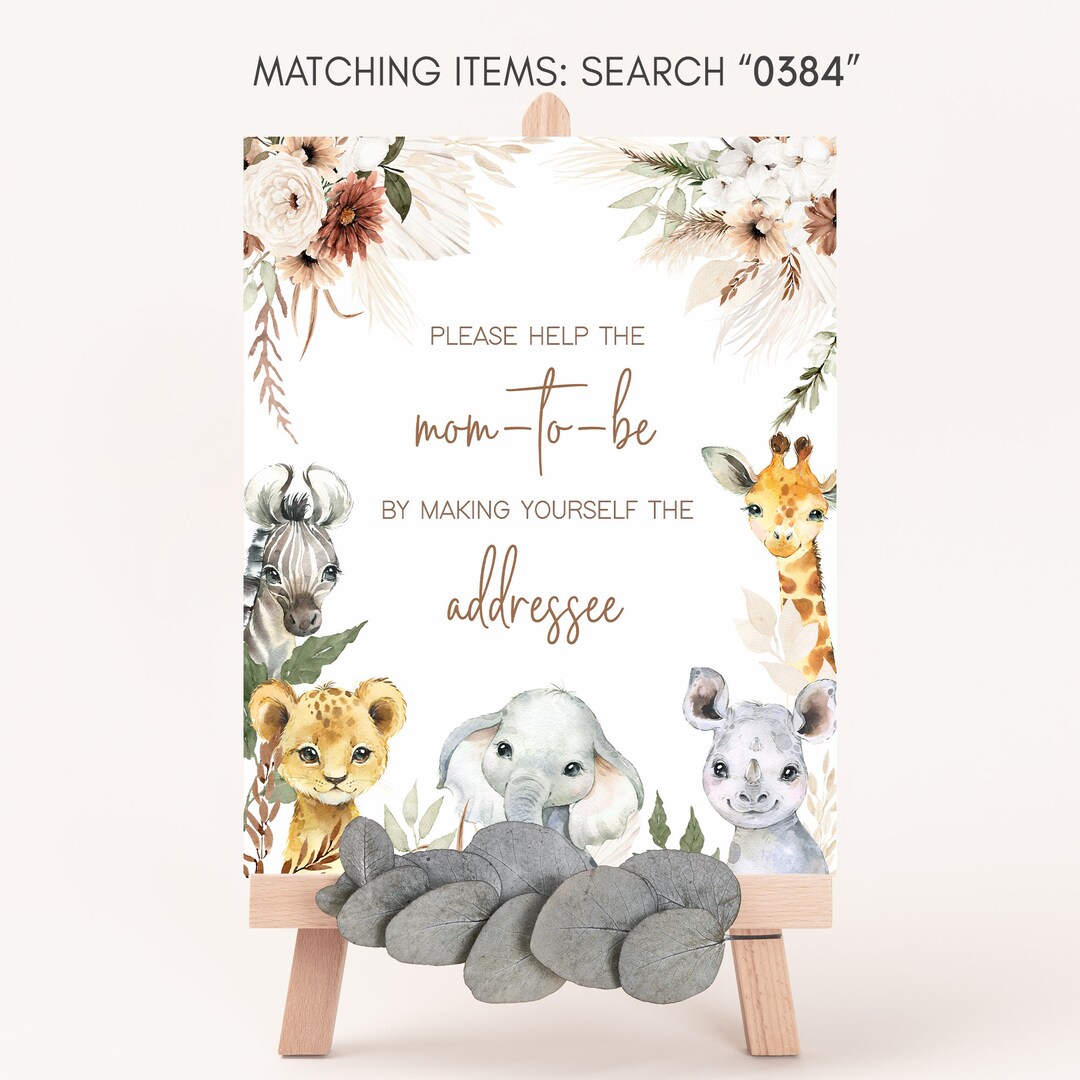 Envelope Station Sign Boho Safari Baby Shower, Boho Jungle Baby Shower ...