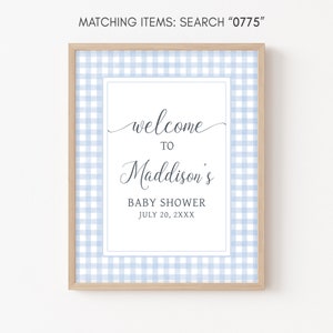 Editable Blue Gingham Baby Shower Welcome Sign, Boy Picnic Baby Shower ...
