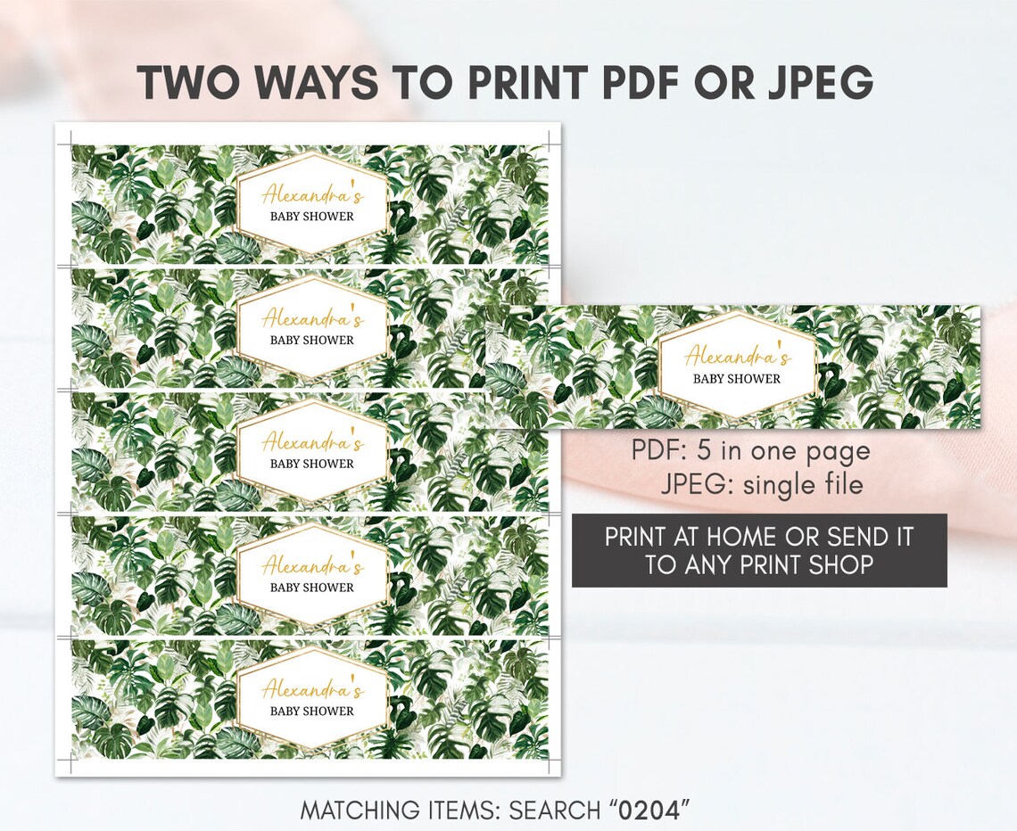 Editable Tropical Baby Shower Bottle Labels Tropical Water - Etsy