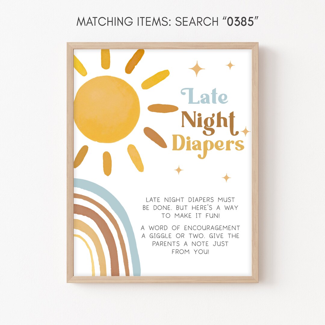 Late Night Diapers Sign Here Comes the Son Baby Shower Sunshine Baby ...